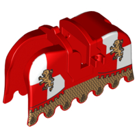 Horse Barding, Ruffled Edge with Gold Lions and Gold Chain Mail Patter